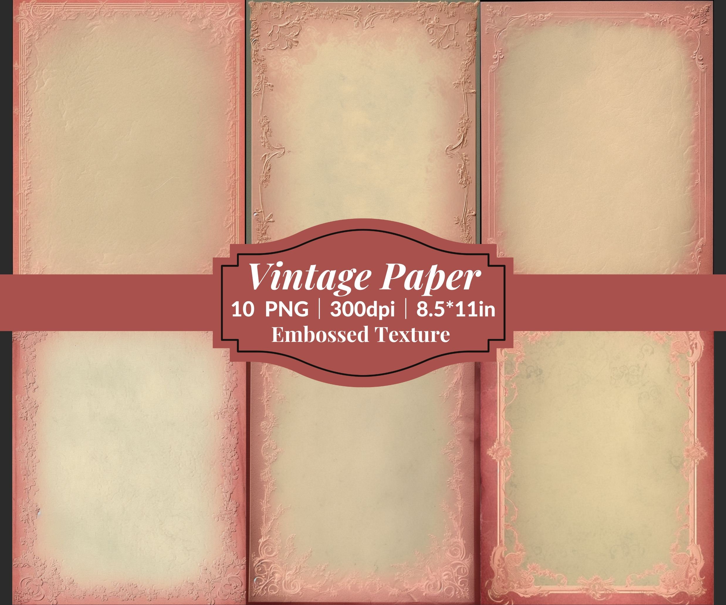 Embossed Junk Journal Paper Set of 10 Paper - Etsy