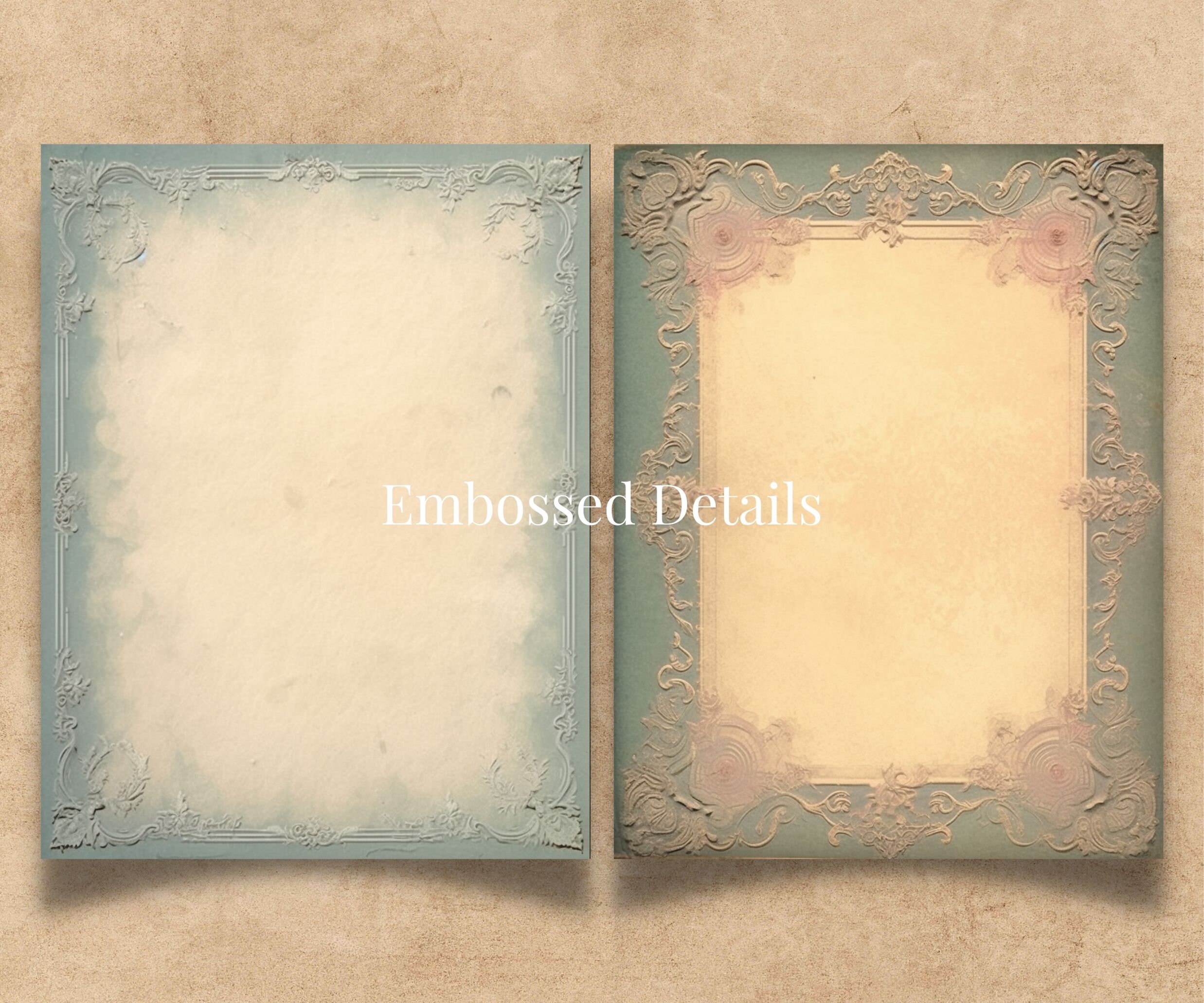 Embossed Junk Journal Paper Set of 12 blue Paper Texture - Etsy