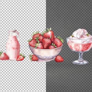 Strawberry Desserts Clipart Bundle - Summer Watercolor Sweet Food ...