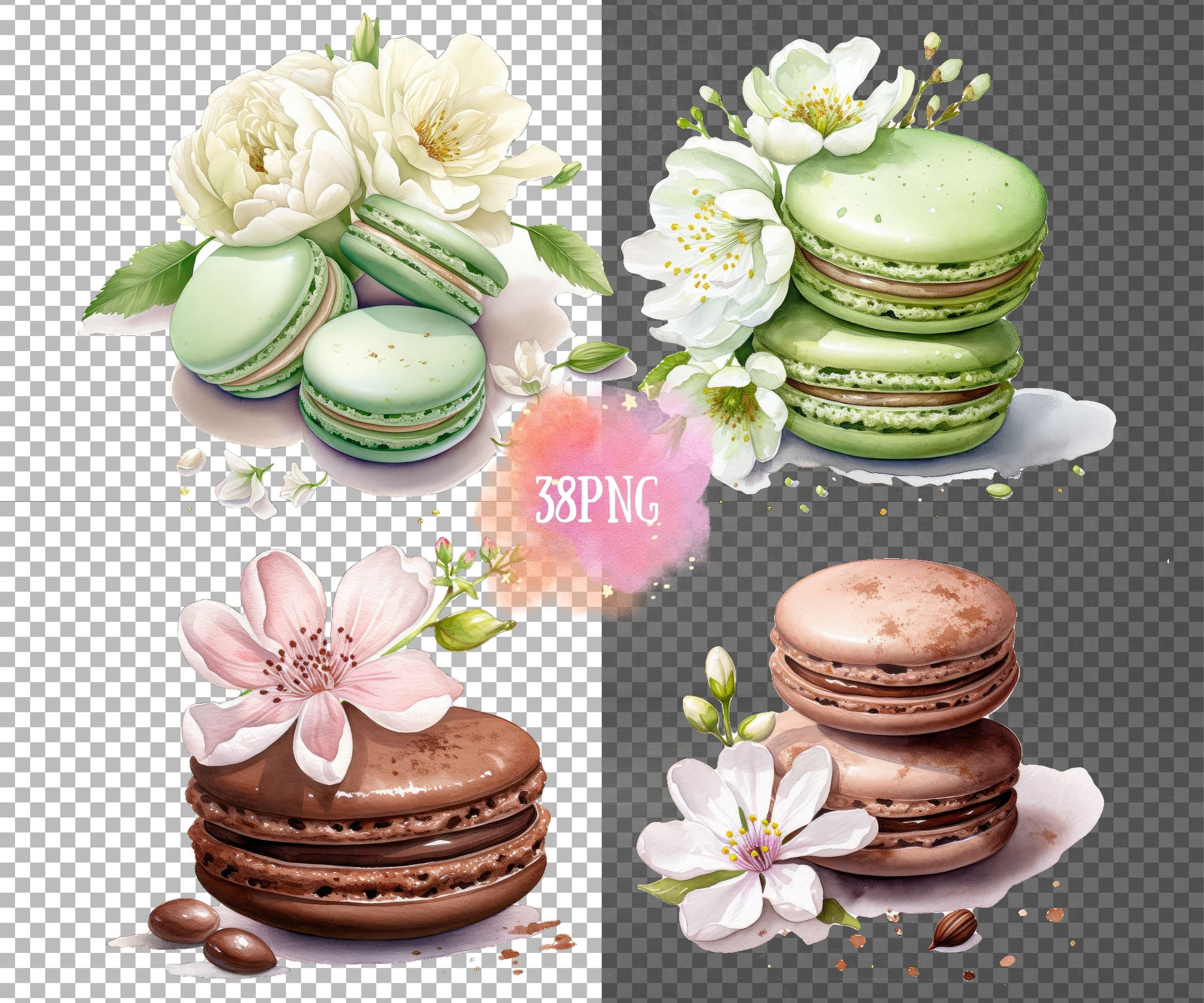 Watercolor French Macaron Clipart, Pastel Colors, Bakery Dessert With ...