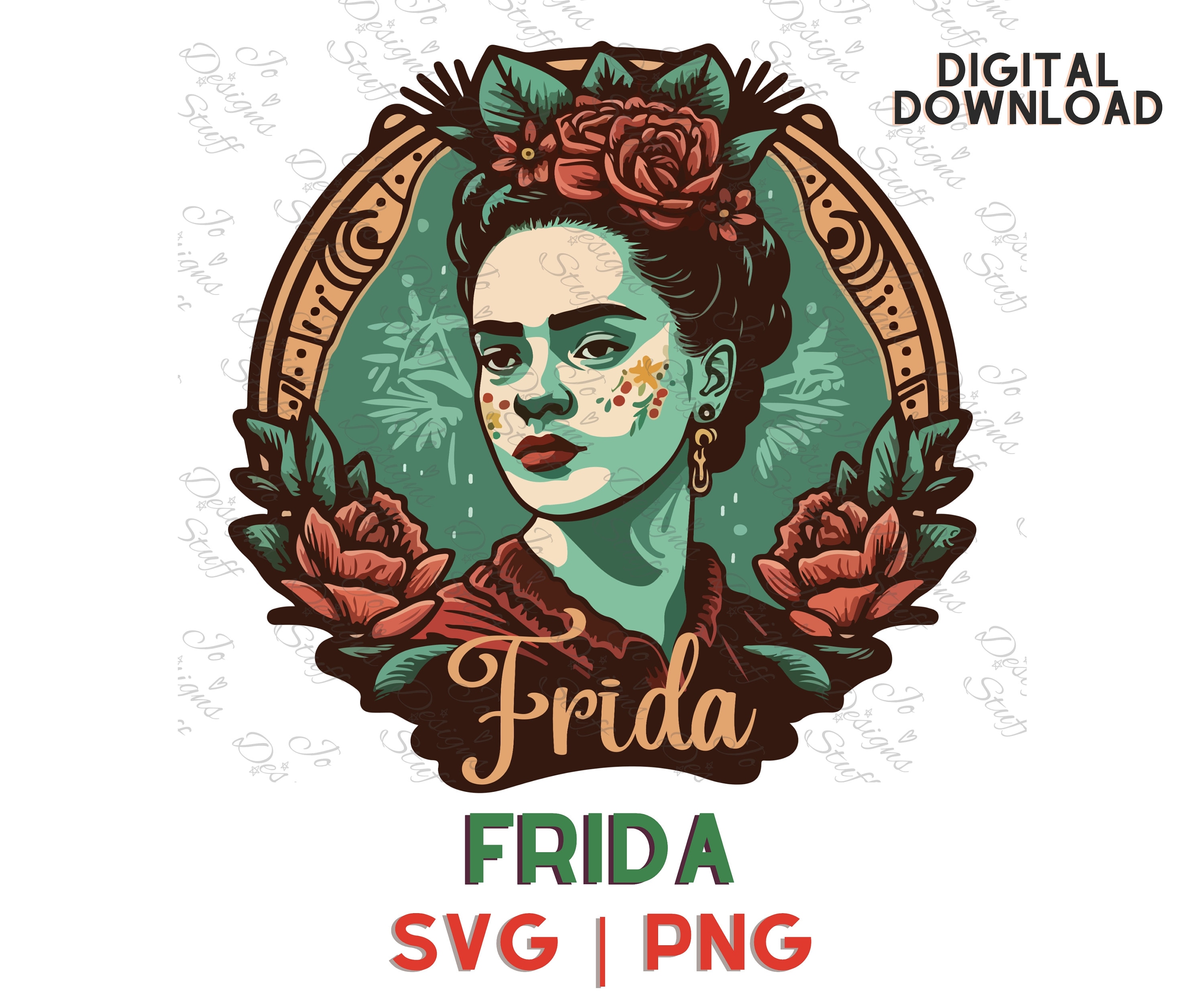 Frida Kahlo Svg, Vintage Retro Frida Kahlo With Floral Clipart Vector ...