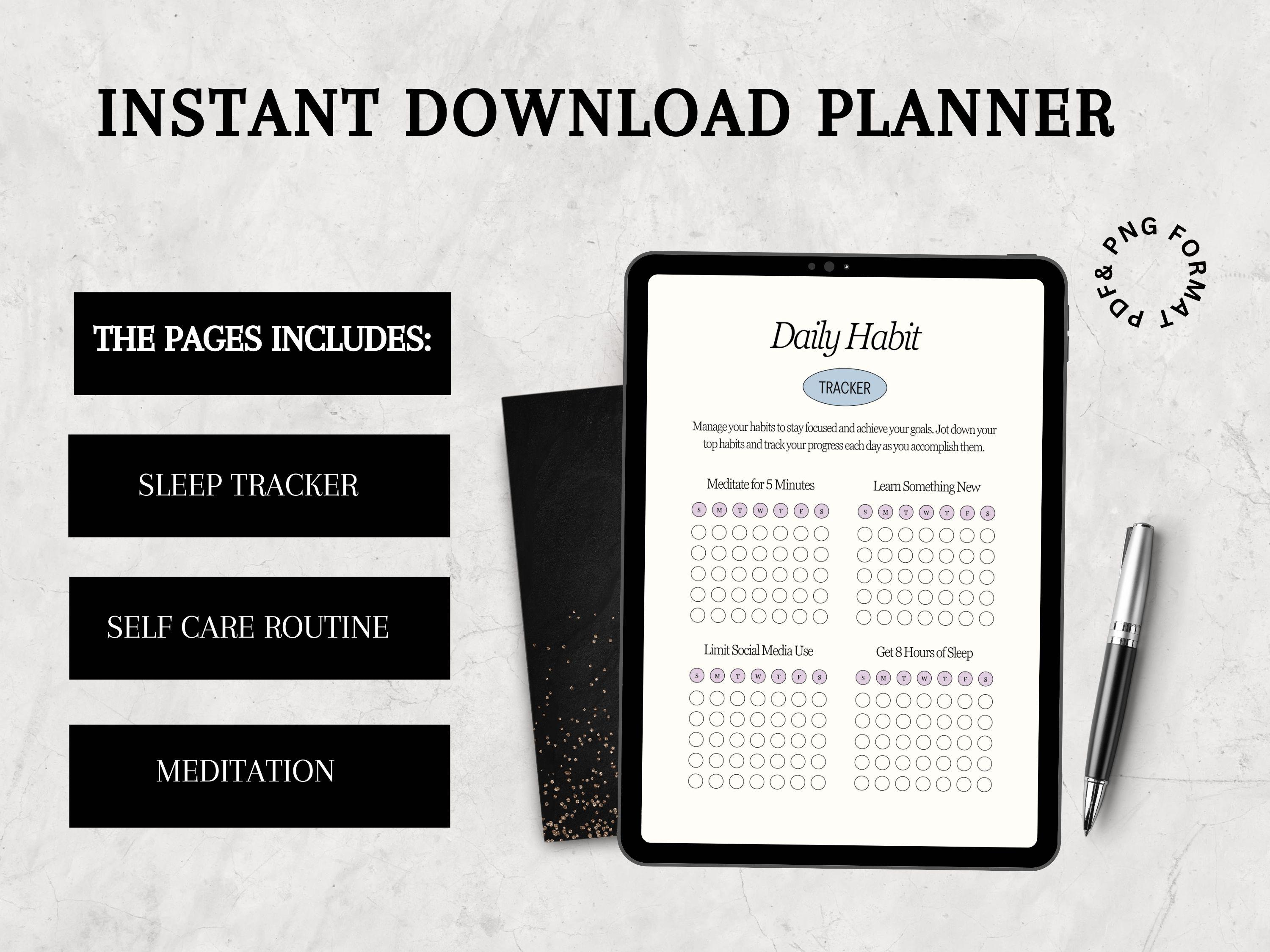 Daily Habit Tracker Printable Planner, Goal Setting PDF, Motivation ...
