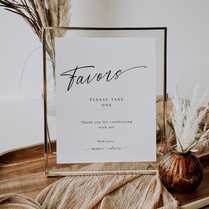 Minimalist Favors Sign, Wedding Favors Sign Template, Modern Printable ...