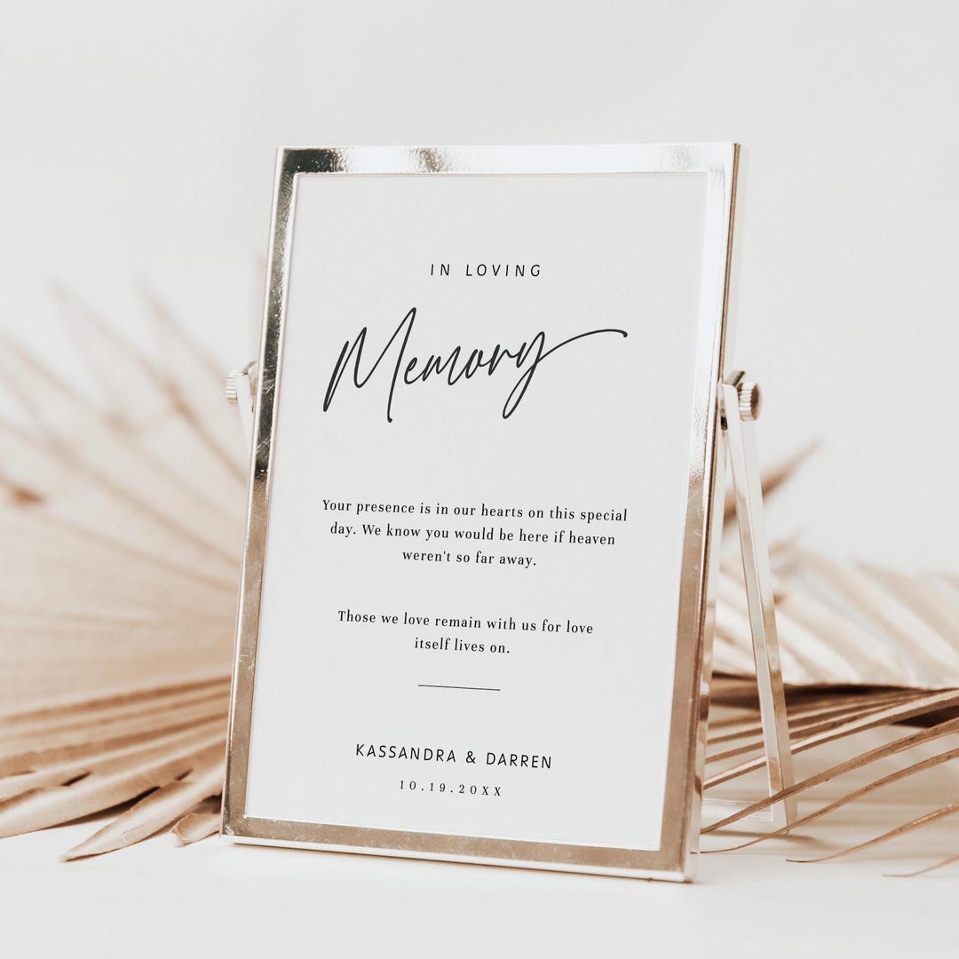 Simple in Loving Memory Sign, Wedding Memorial Sign, Printable ...