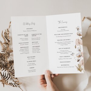 Church Wedding Program Template, Wildflower Wedding Program, Christian ...