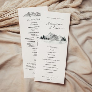 Rustic Wedding Program Template, Mountain Wedding Program, Order of ...