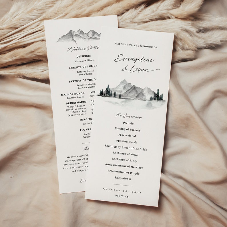 Rustic Wedding Program Template Mountain Wedding Program - Etsy