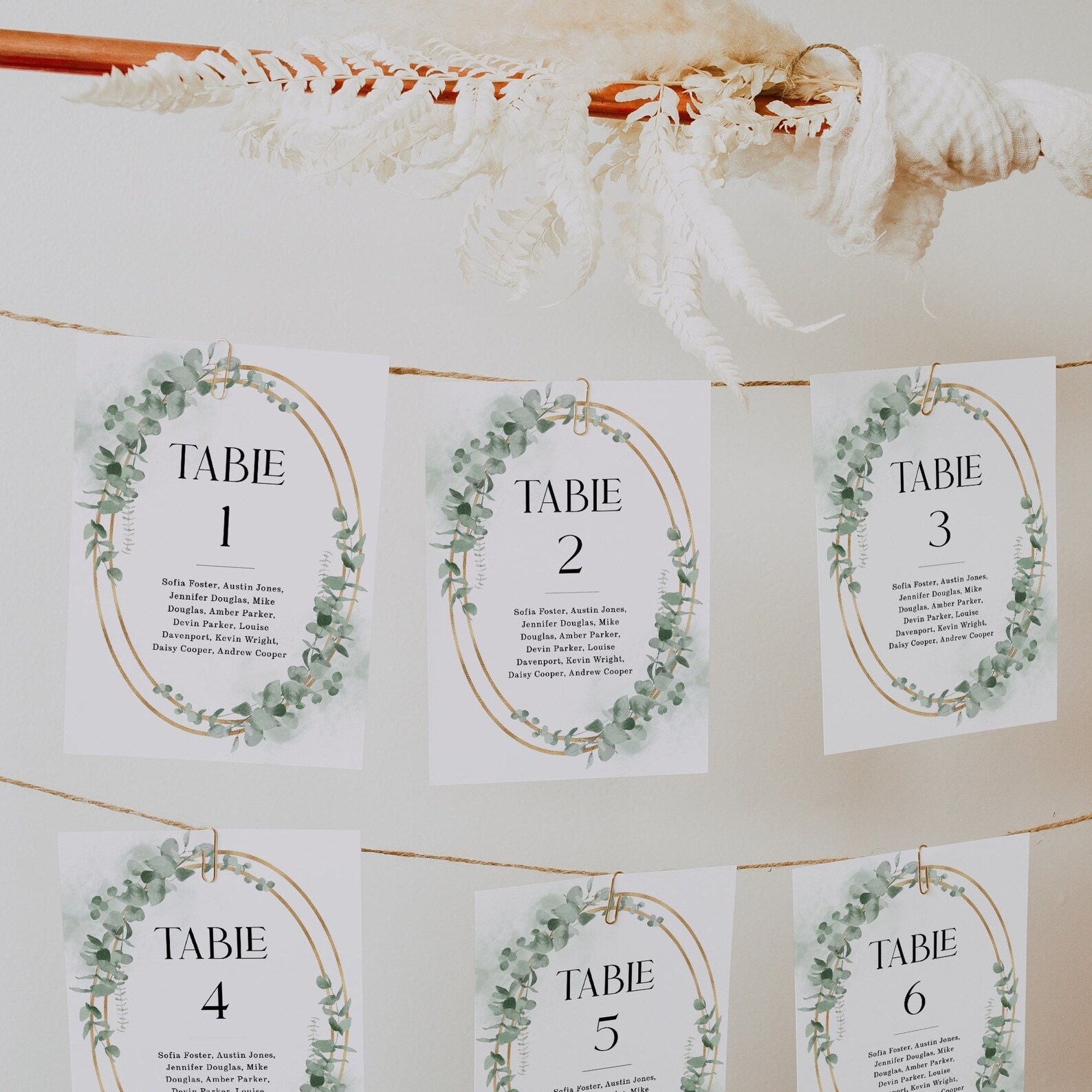 Wedding Seating Chart Template Printable Seating Chart Cards Eucalyptus ...