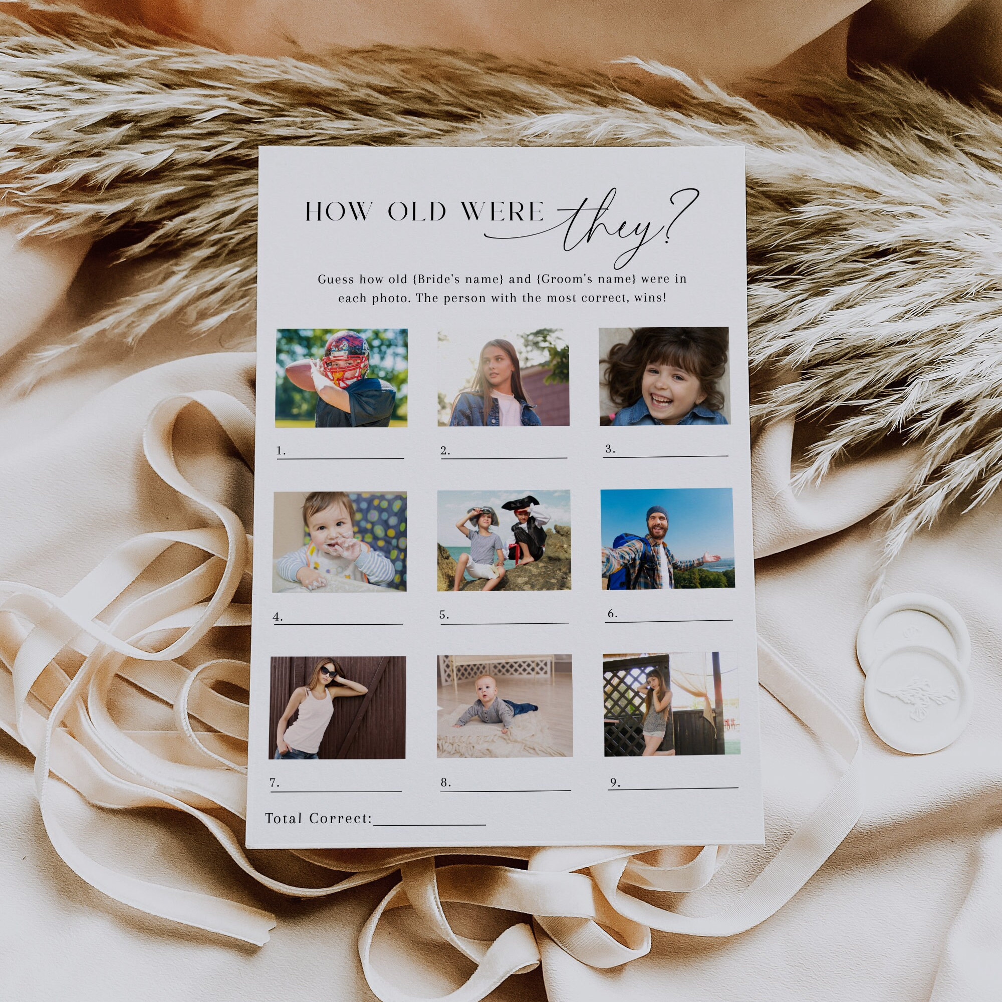 How Old Was the Bride and Groom Photo Game, Minimalist Bridal Shower ...