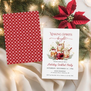 Making Spirits Bright Cocktail Party Invitation, Holiday Cocktail Party ...