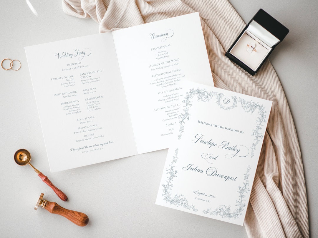 Catholic Wedding Program Template, Church Wedding Program Monogram ...
