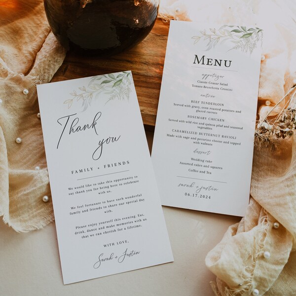 Menu Thank You - Etsy