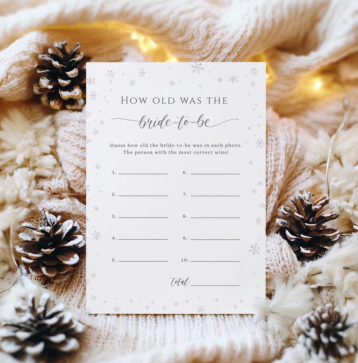 How Old Was the Bride to Be Game, Snow in Love Bridal Shower Game ...