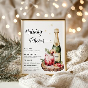 Christmas Bar Menu Template, Holiday Bar Sign, Christmas Party Drinks ...
