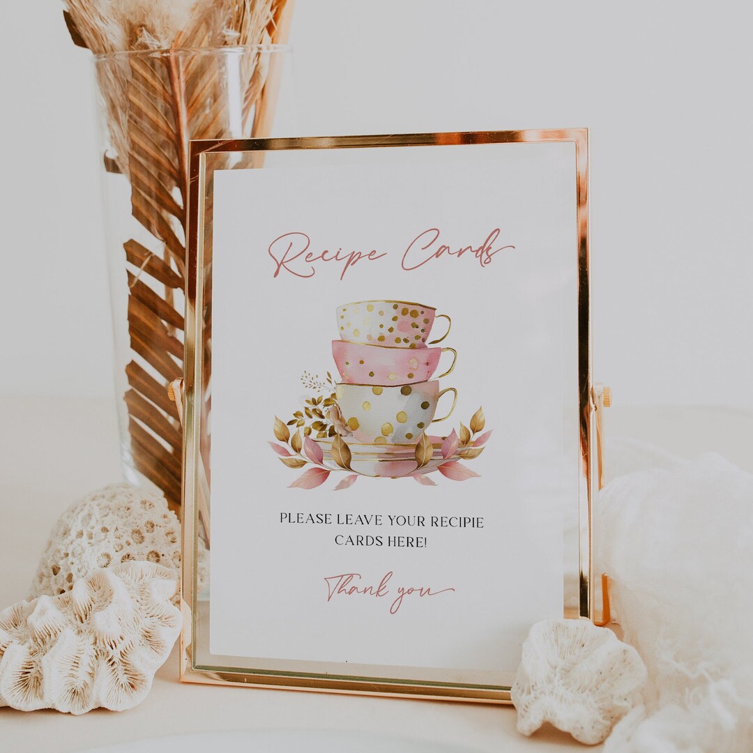 Recipe Card Sign Template, Leave Your Recipe Cards Here Sign, Tea Party ...
