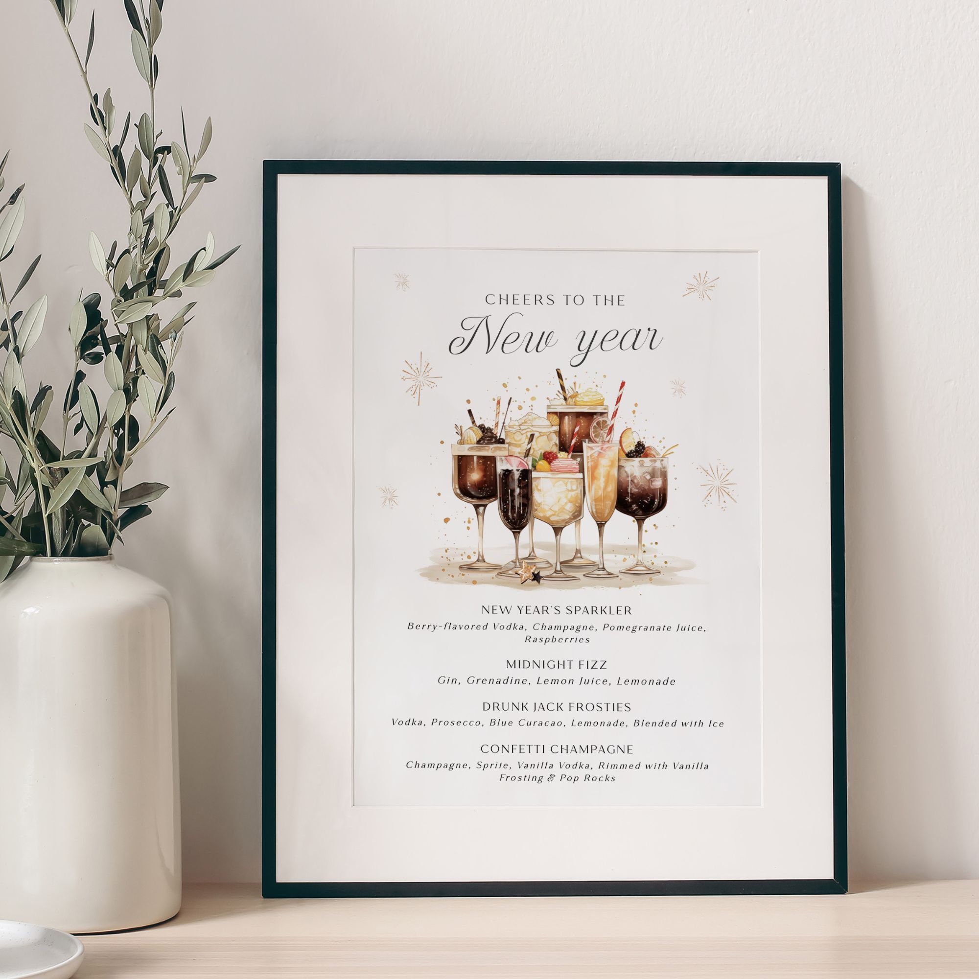 New Years Eve Bar Menu Sign Template, Holiday Bar Sign, New Years Party ...