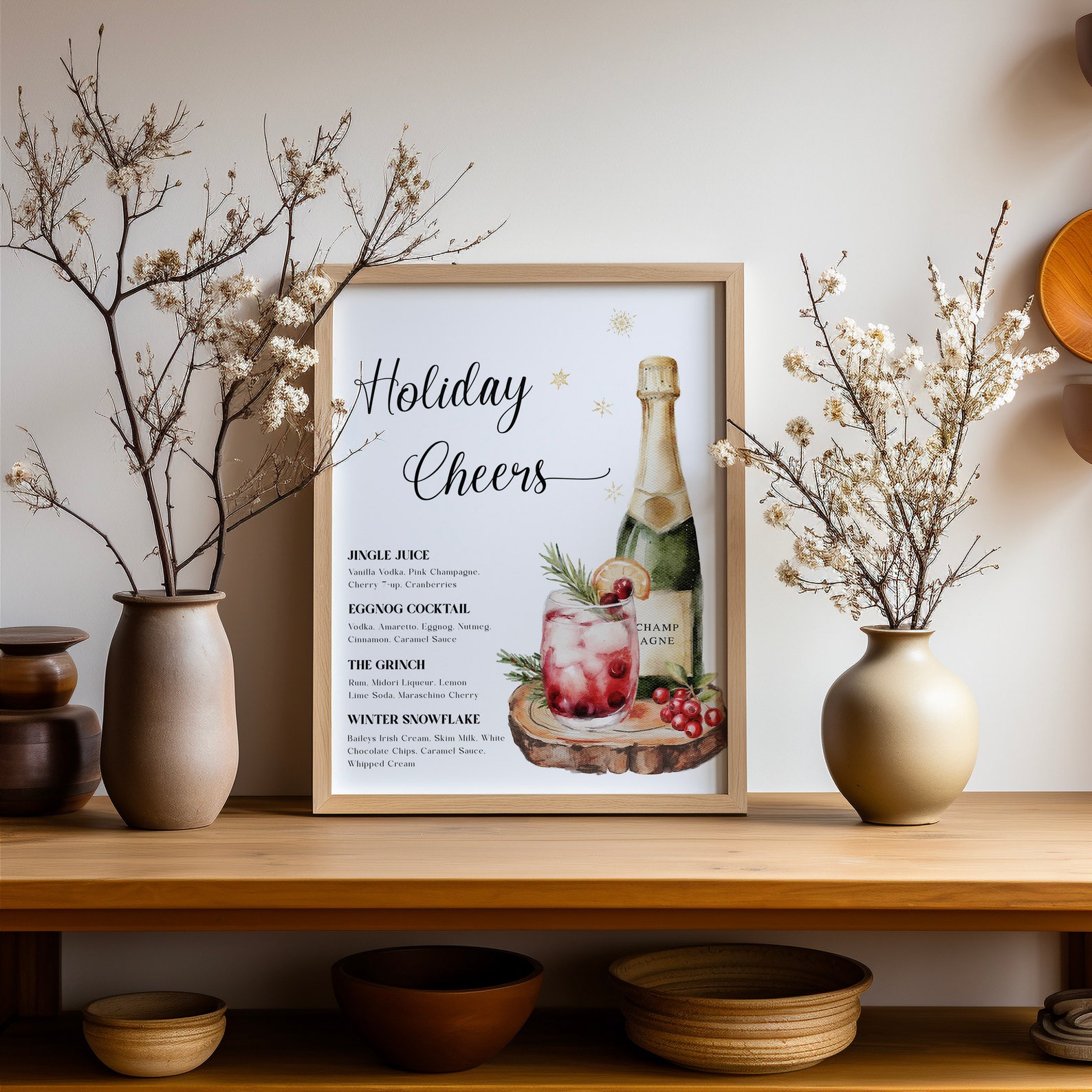 Christmas Bar Menu Template, Holiday Bar Sign, Christmas Party Drinks ...