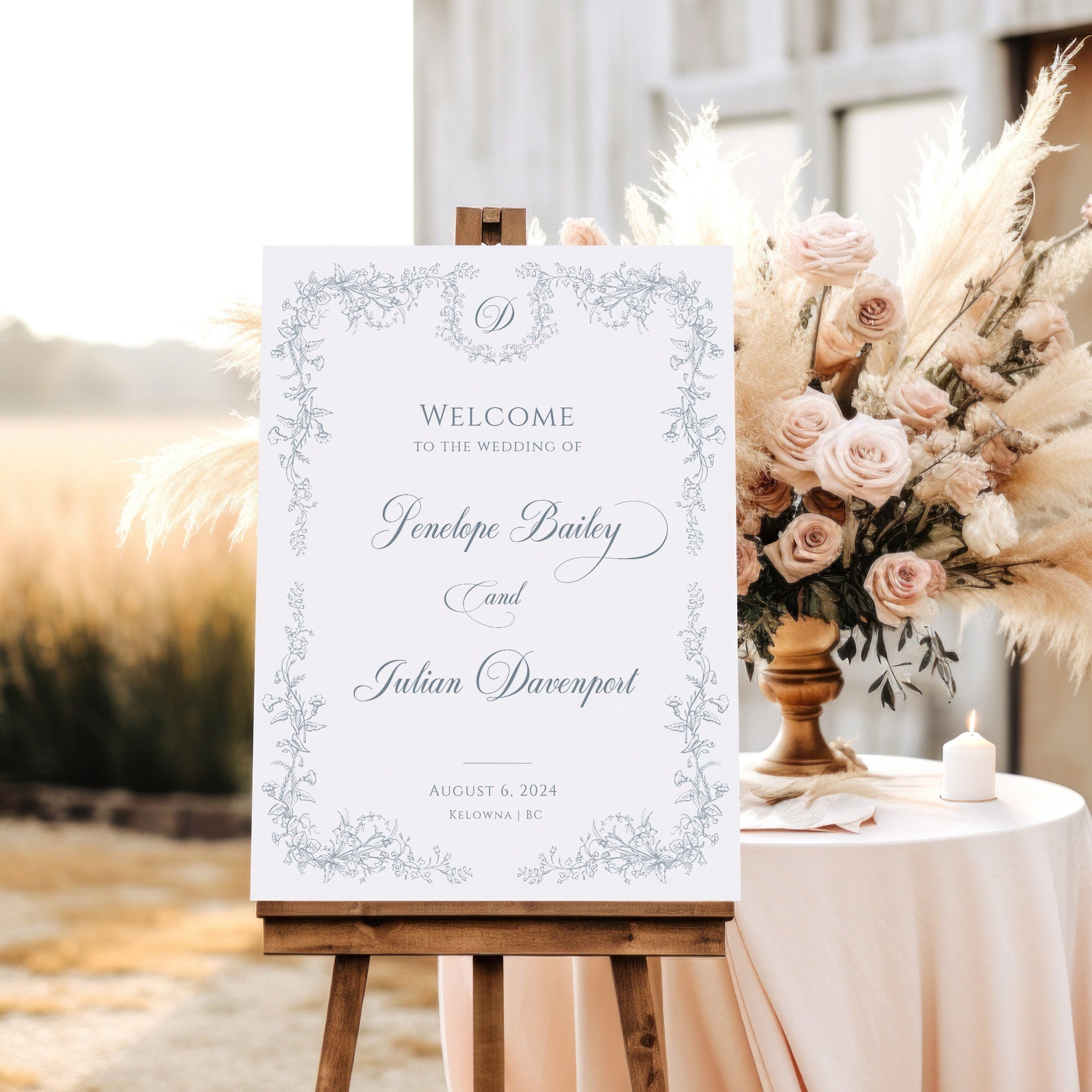 Wedding Welcome Sign Chinoiserie, French Toile Wedding Welcome Sign ...