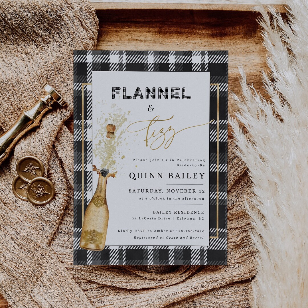 Flannel and Fizz Bridal Shower Invitation, Fall Bridal Shower ...