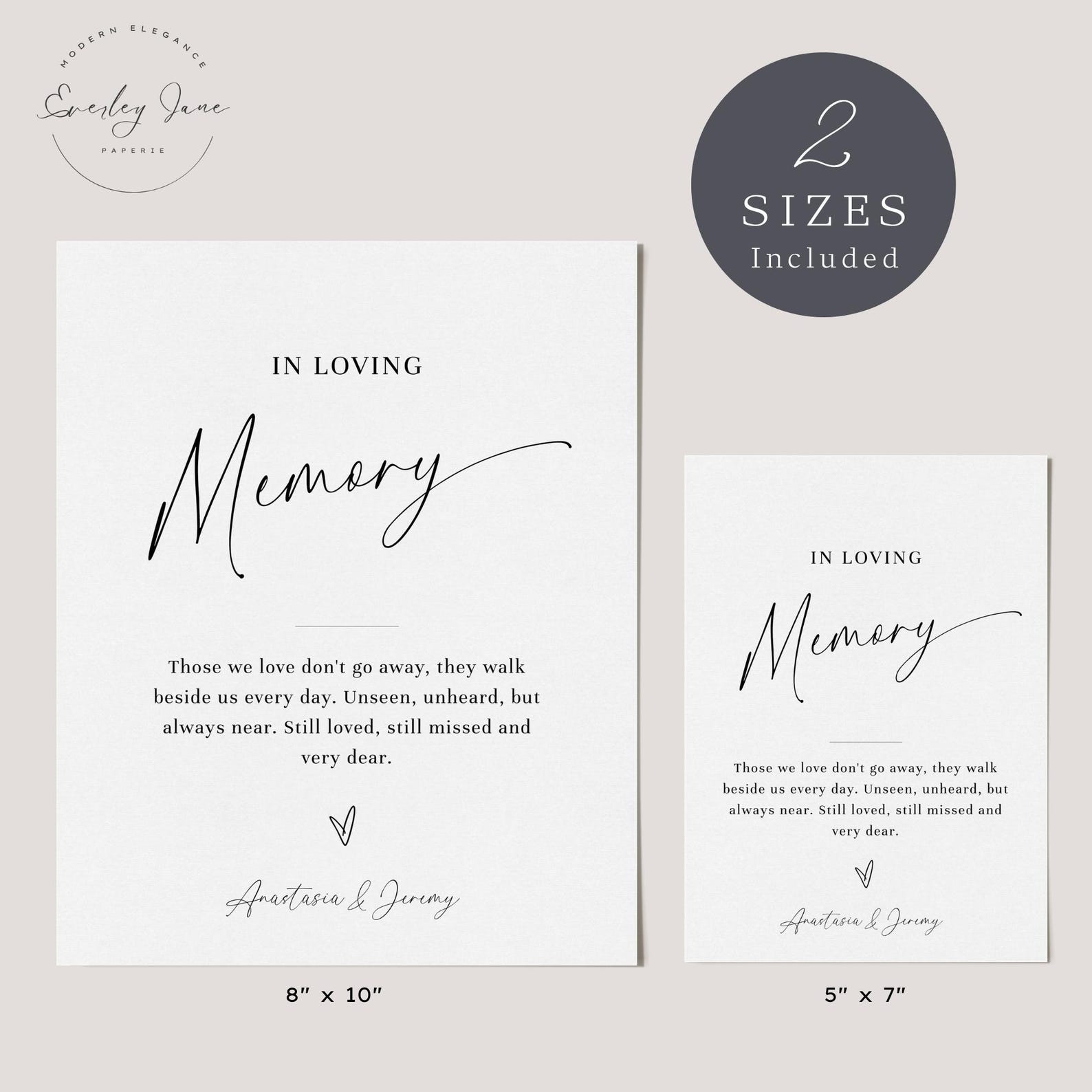 Minimalist Wedding Memorial Sign, in Loving Memory Sign, Printable ...