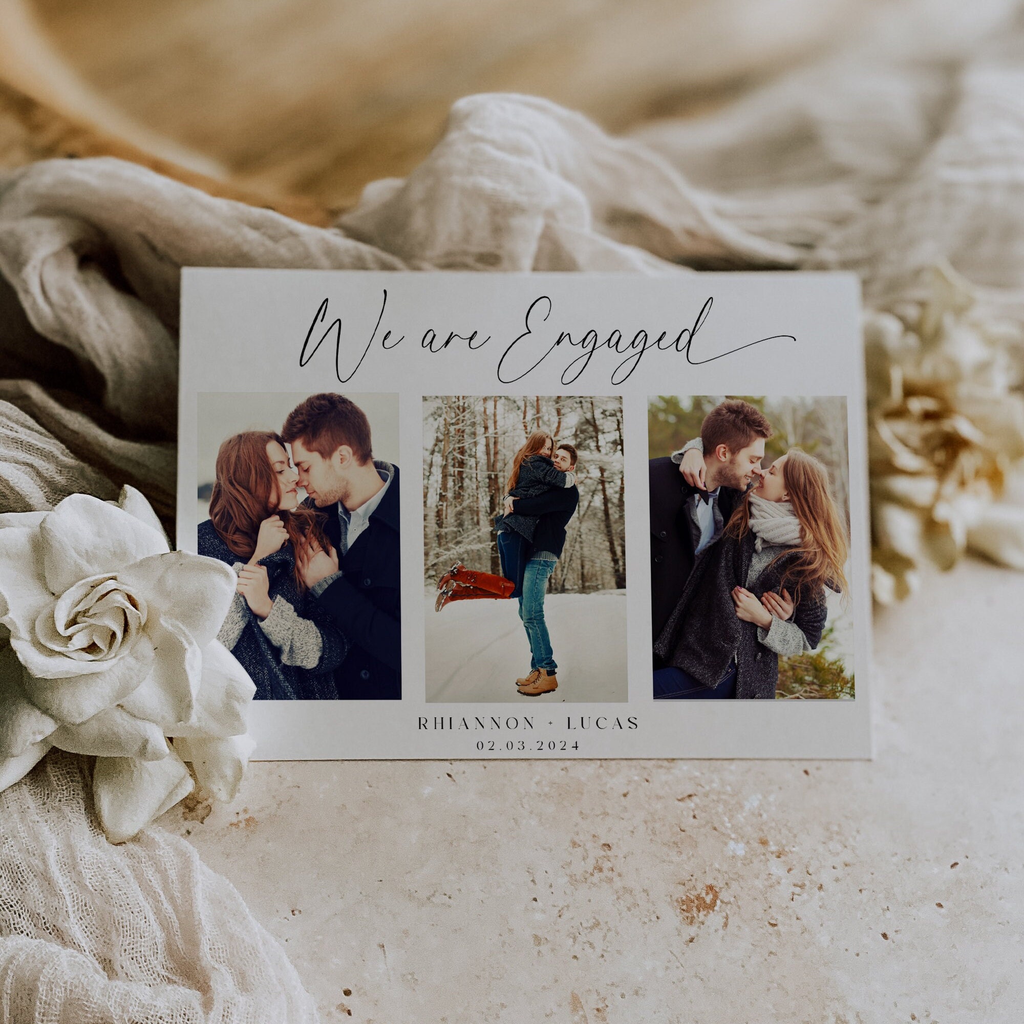 Photo Engagement Announcement Template, Modern Engagement Announcement ...