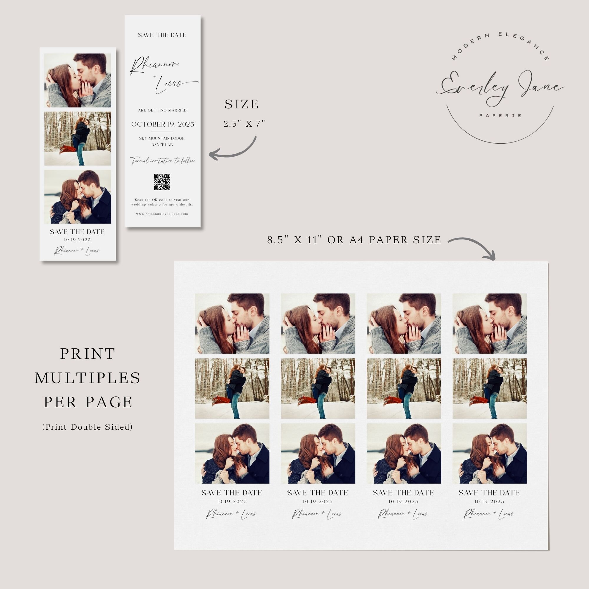 Save the Date Photo Strip, Save the Date Photo Booth Strip, Save the ...
