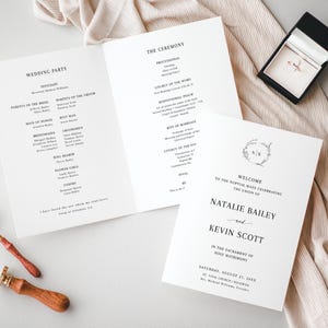 Church Wedding Program, Catholic Ceremony Program, Monogram Wedding Program, Folded Program ...