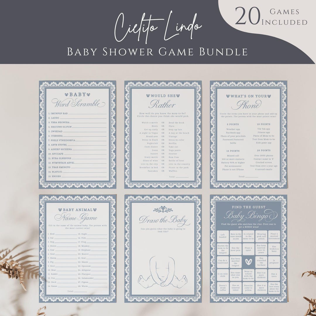 Cielito Lindo Baby Shower Game Bundle, Talavera Baby Shower Games ...