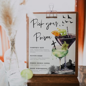 Halloween Pick Your Poison Bar Menu Template, Printable Drinks Sign ...