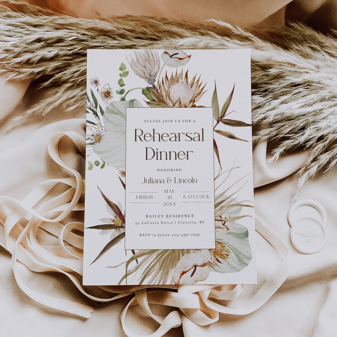 Rehearsal Dinner Invitation Template, Boho Wedding Rehearsal Dinner Invite, Printable Wedding ...