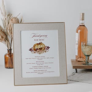 Thanksgiving Bar Menu Sign Template, Pumpkin Bar Menu, Friendsgiving ...