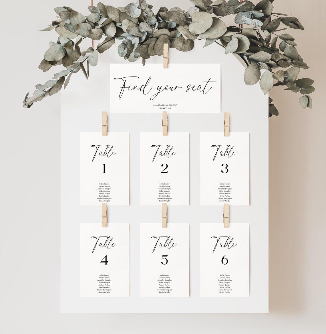 Minimalist Wedding Seating Chart Cards, Modern Seating Cards, Seating ...