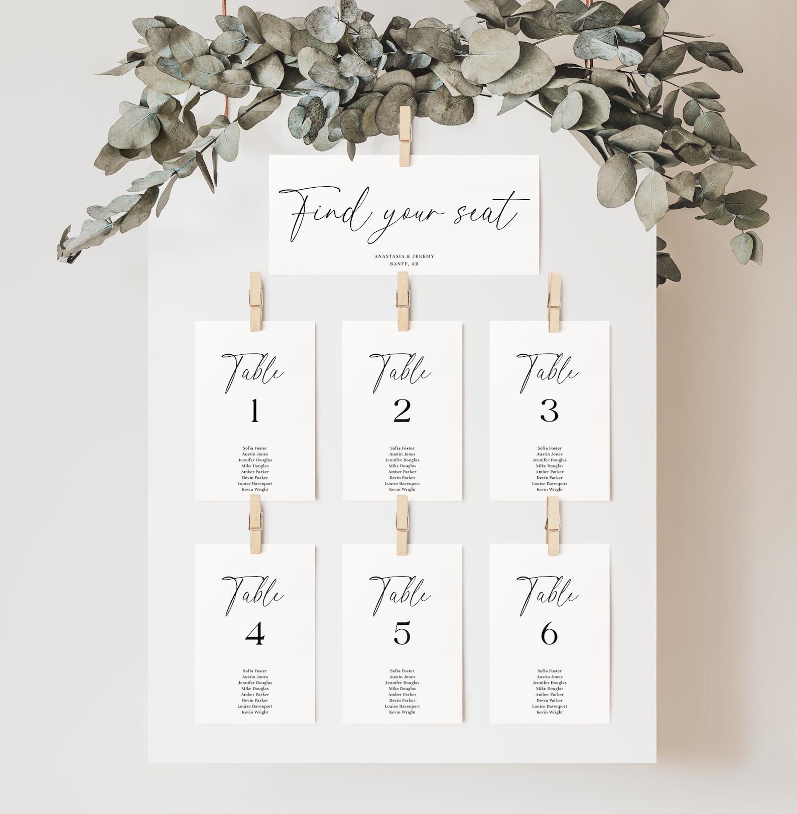 Minimalist Wedding Seating Chart Cards, Modern Seating Cards, Seating ...