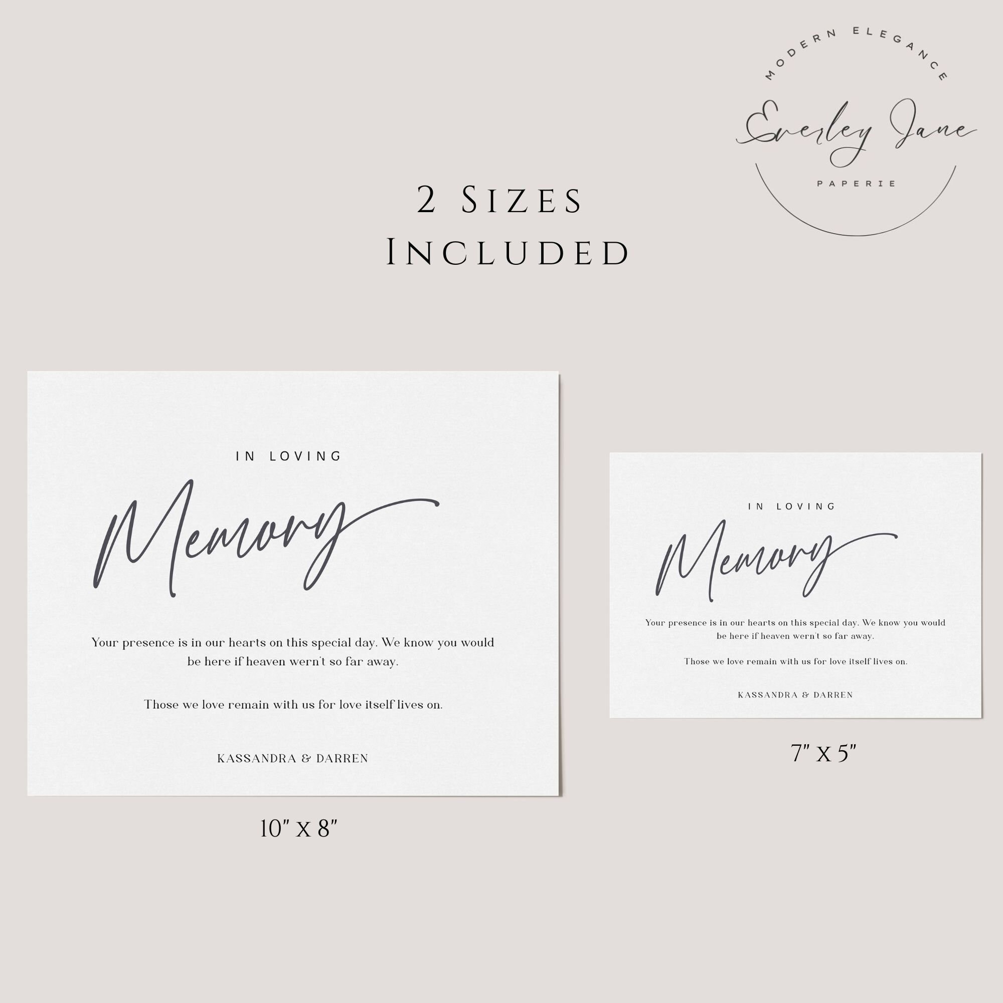 Simple in Loving Memory Sign, Wedding Memorial Sign, Printable ...