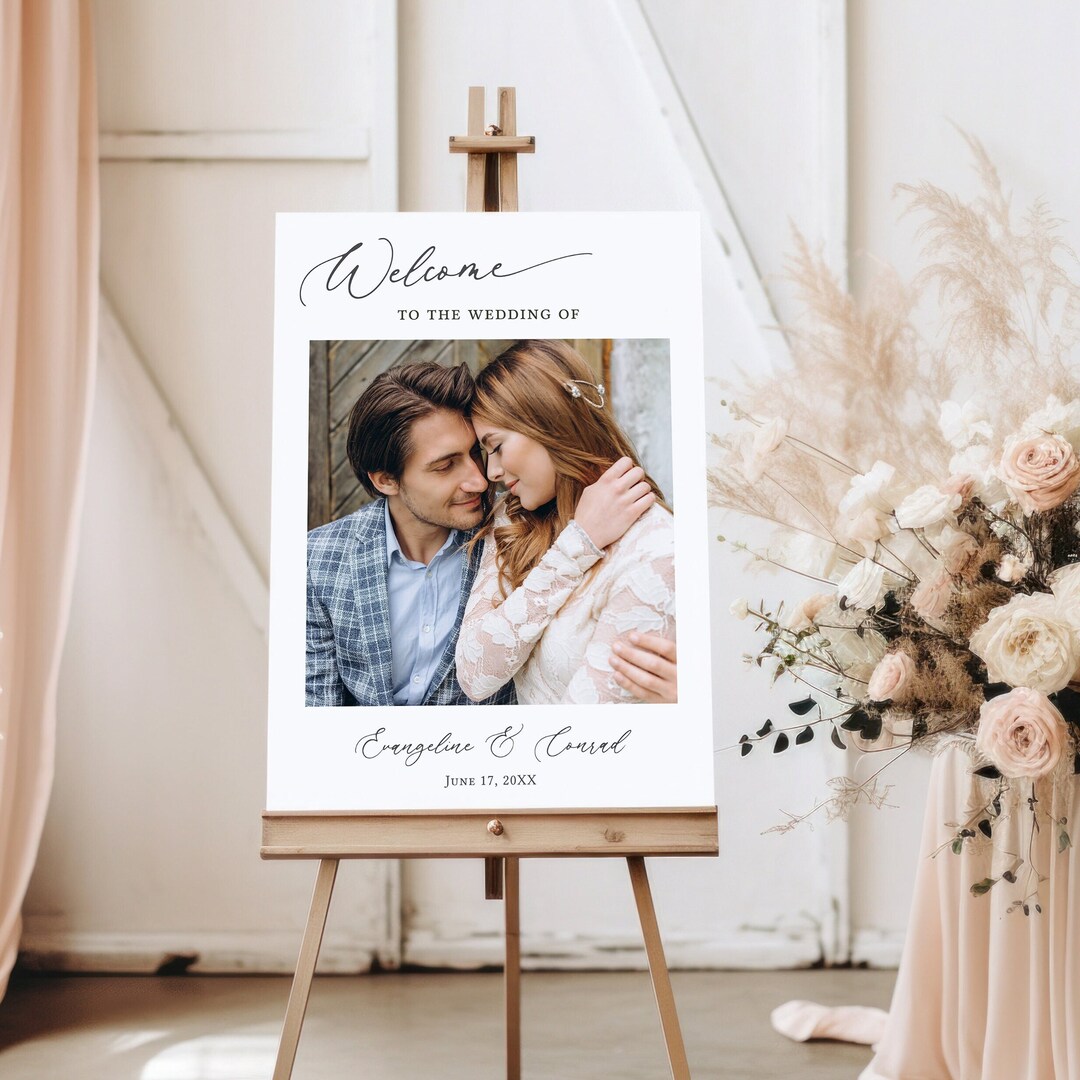 Photo Wedding Welcome Sign, Wedding Welcome Sign Template With Photo ...