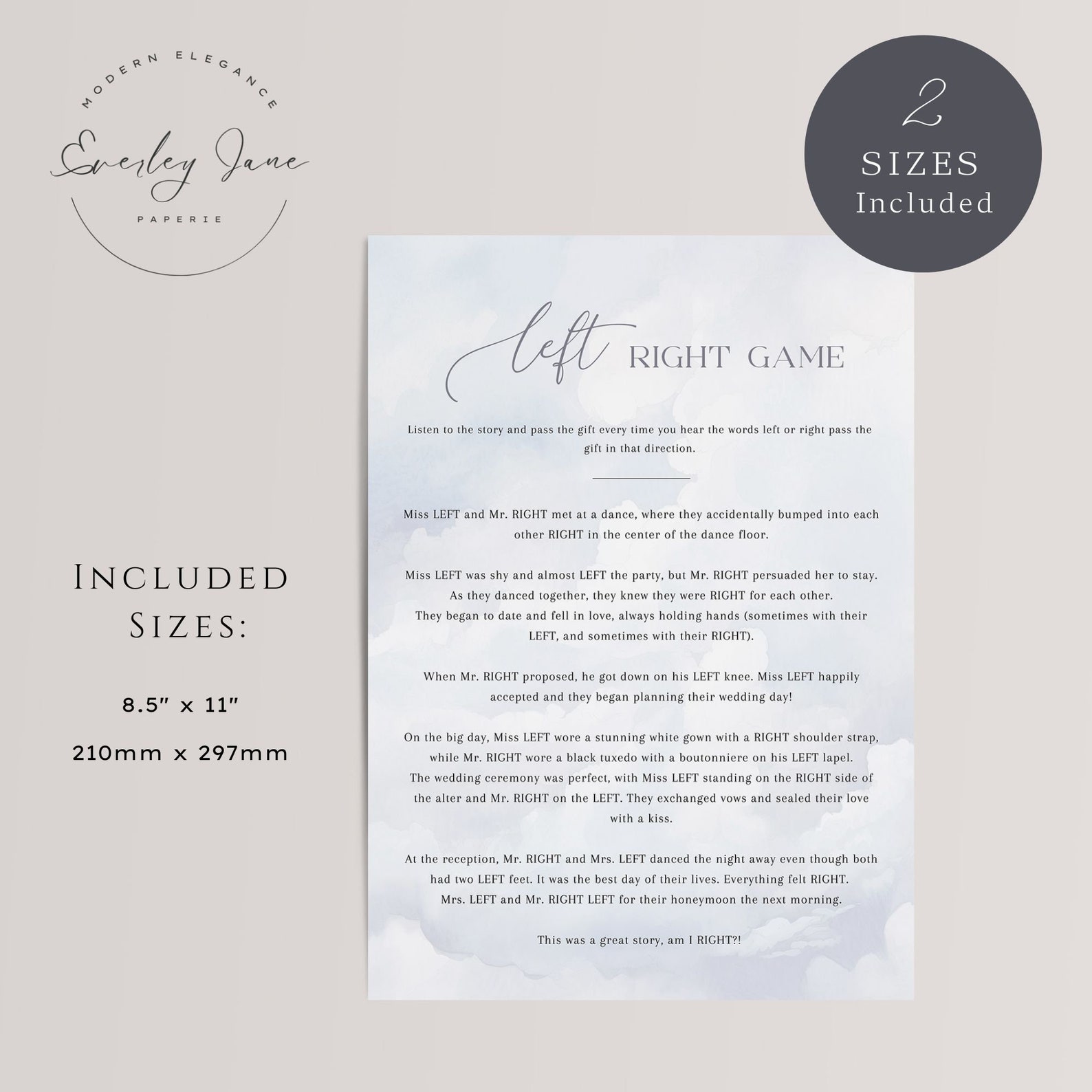 Left Right Bridal Shower Game, Cloud Nine Bridal Shower Game, Bridal ...