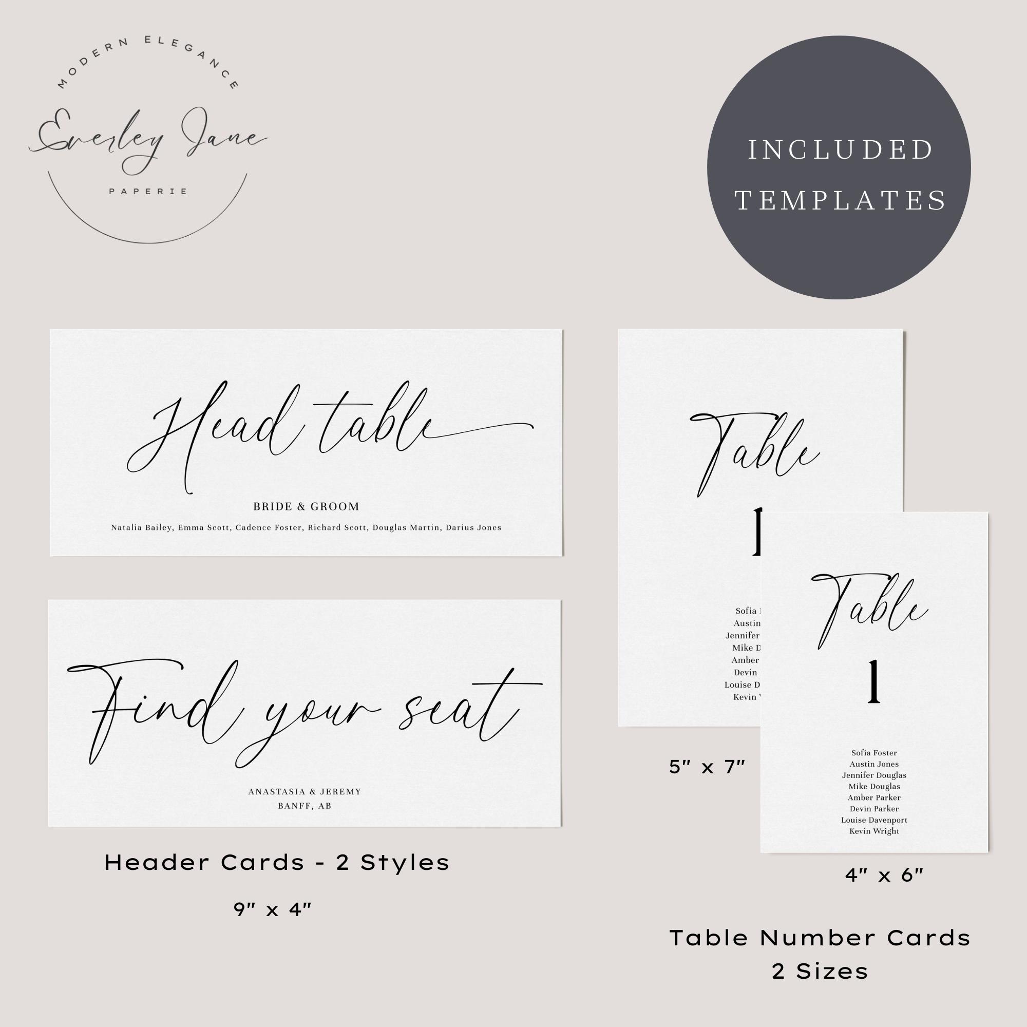 Minimalist Wedding Seating Chart Cards, Modern Seating Cards, Seating ...