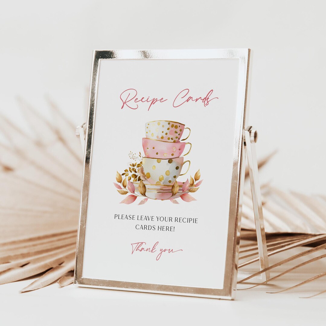 Recipe Card Sign Template, Leave Your Recipe Cards Here Sign, Tea Party ...