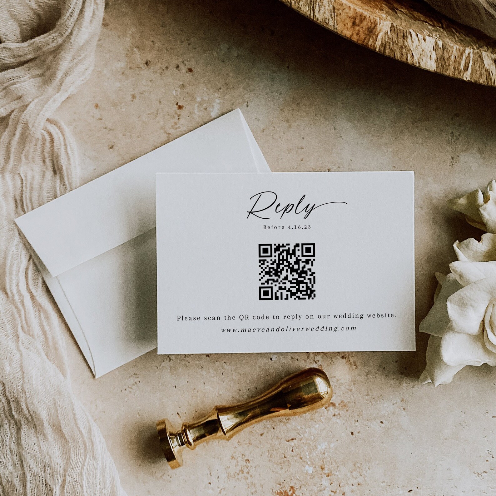 QR Code RSVP Card, Wedding Reply Card, Instant Download, Printable ...