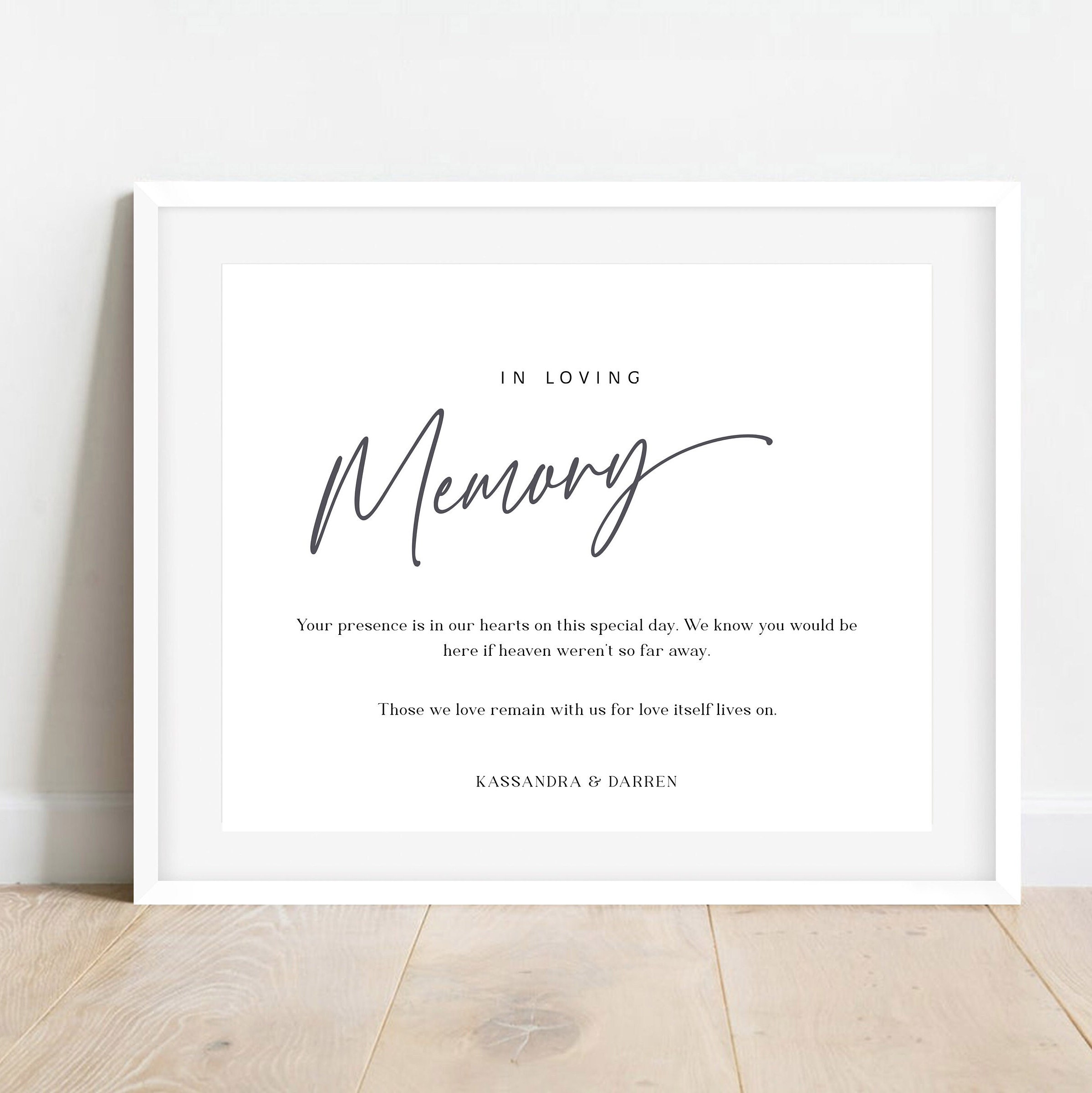 Simple in Loving Memory Sign, Wedding Memorial Sign, Printable ...