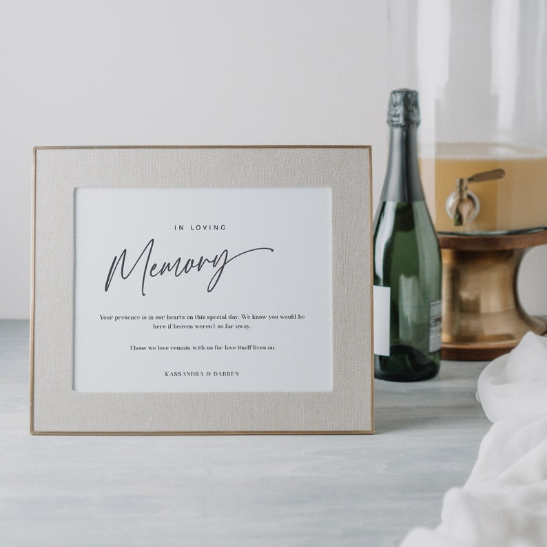 Simple in Loving Memory Sign, Wedding Memorial Sign, Printable ...