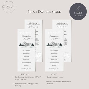 Rustic Wedding Program Template, Mountain Wedding Program, Order of Service, Ceremony Itinerary ...