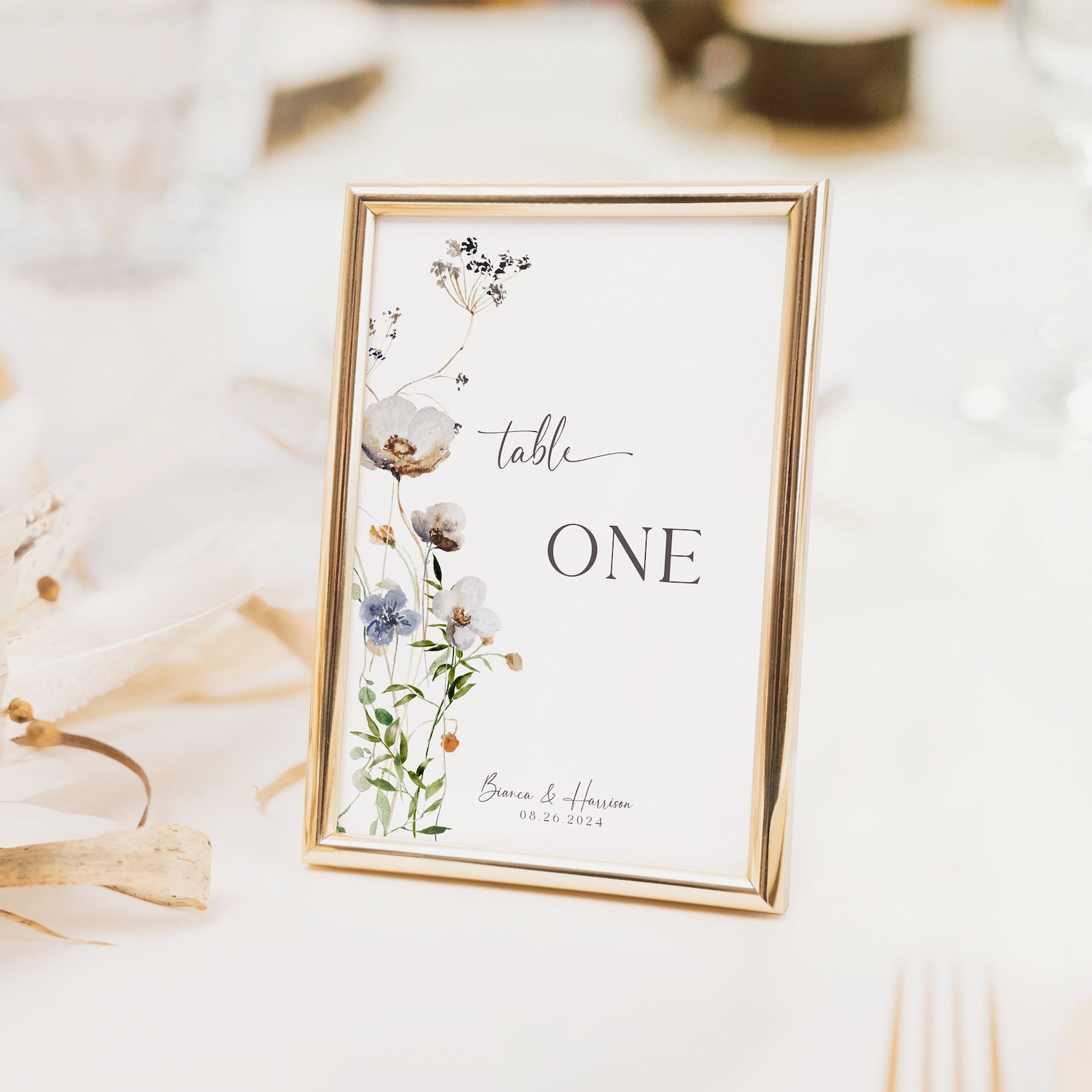 Wildflower Wedding Table Numbers Floral Table Number Card - Etsy