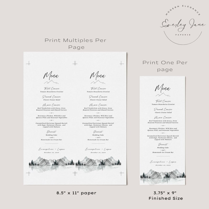 Rustic Wedding Menu Template Editable Dinner Menu Card - Etsy