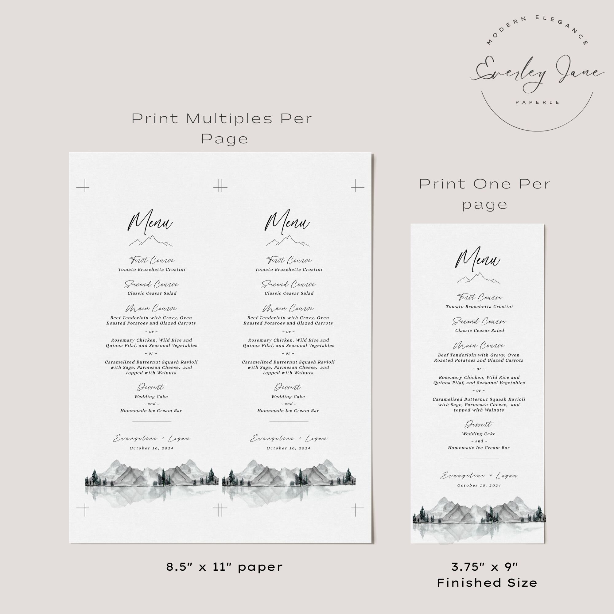 Rustic Wedding Menu Template Editable Dinner Menu Card - Etsy