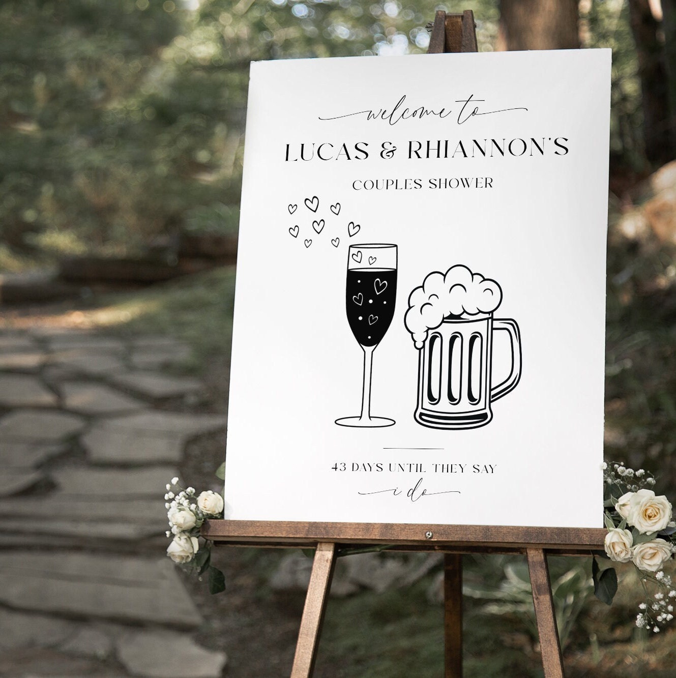 Bubbles and Brews Welcome Sign, Couples Shower Welcome Sign, Engagement ...