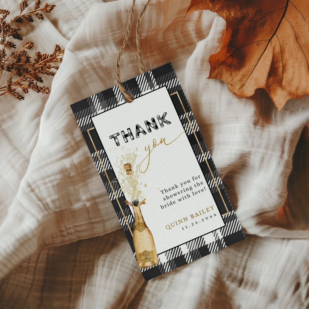 Flannel and Fizz Bridal Shower Favor Tag Template, Fall Bridal Shower ...