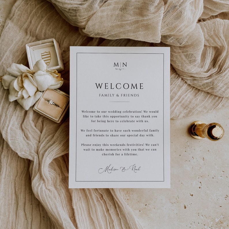 Classic Wedding Welcome Letter and Timeline Traditional - Etsy