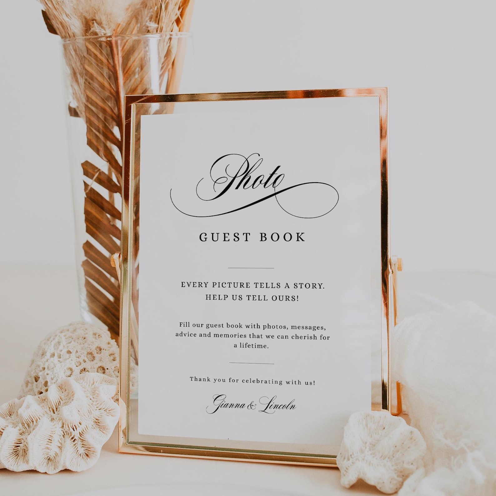 Photo Guest Book Table Sign, Minimalist Wedding Guestbook Sign ...