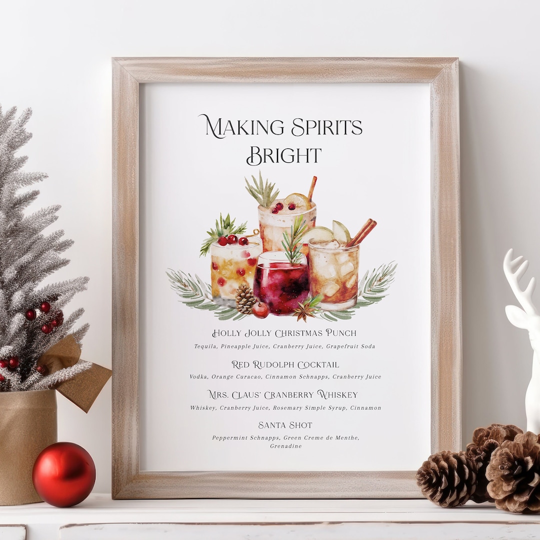 Christmas Bar Menu Sign Template, Holiday Bar Sign, Christmas Party ...